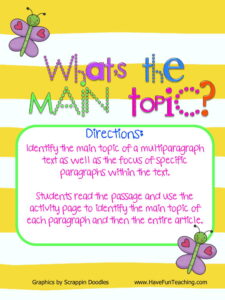 What is the Main Topic? Activity - Have Fun Teaching