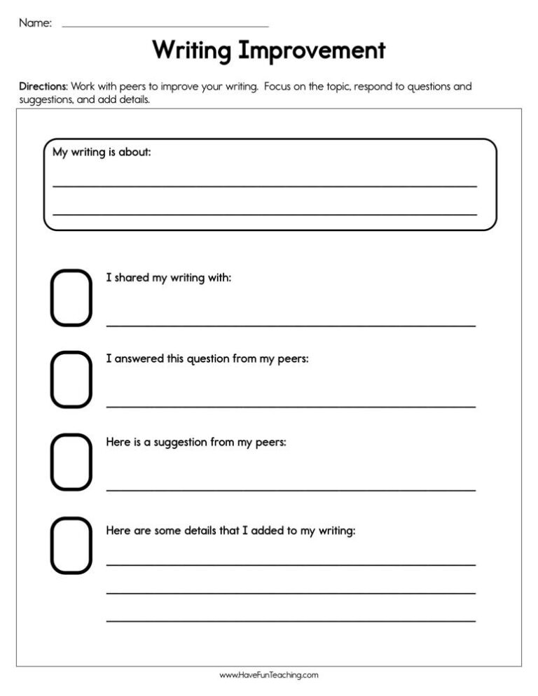 Writing Improvement Worksheet - Have Fun Teaching