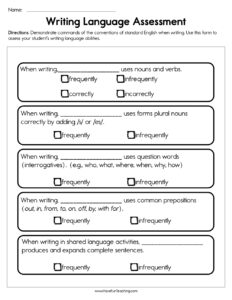 Writing Language Assessment Worksheet - Have Fun Teaching