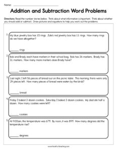 Addition and Subtraction Word Problems Worksheet - Have Fun Teaching