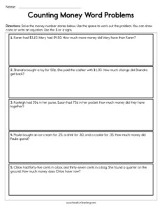 Counting Money Word Problems Worksheet - Have Fun Teaching