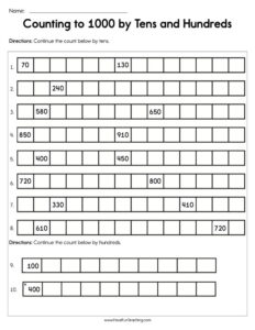Counting to 1000 by Tens and Hundreds Worksheet - Have Fun Teaching