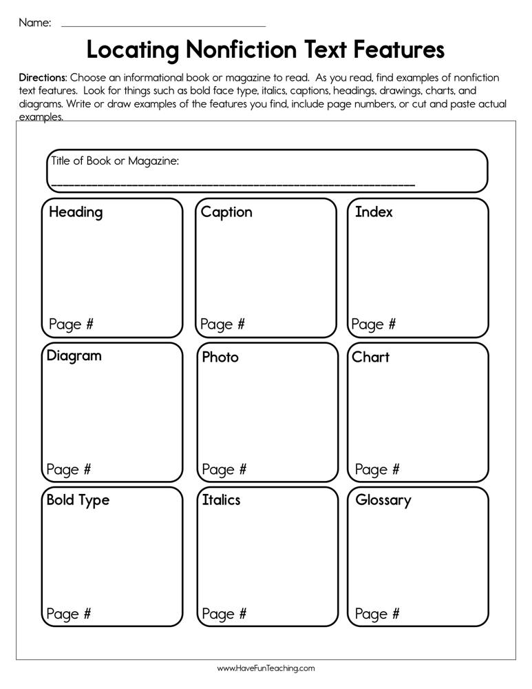 Third Grade Text Features Resources Have Fun Teaching