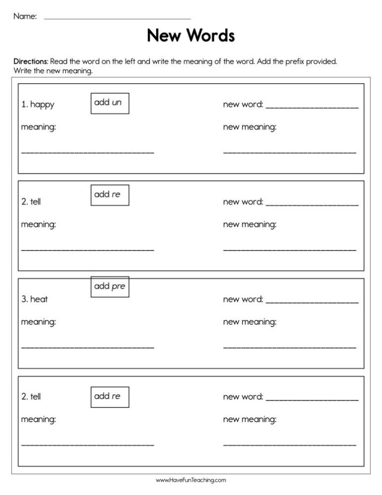 New Words Worksheet - Have Fun Teaching