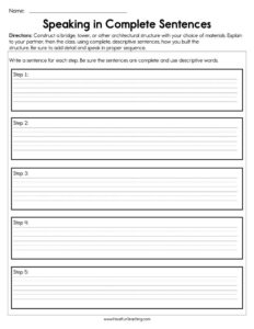 Speaking in Complete Sentences Worksheet - Have Fun Teaching