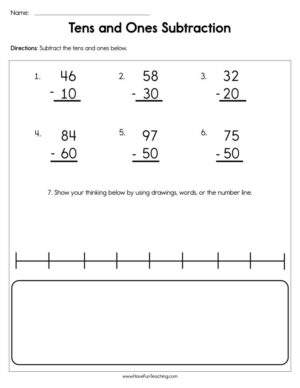 Subtraction Tens and Ones Worksheet - Have Fun Teaching