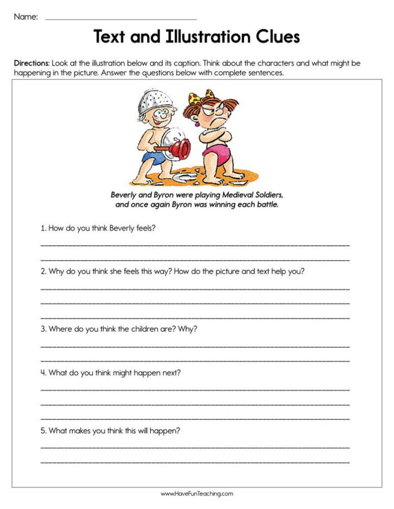 Text and Illustration Clues Worksheet - Have Fun Teaching