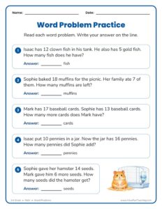 Word Problem Practice Worksheet - Have Fun Teaching