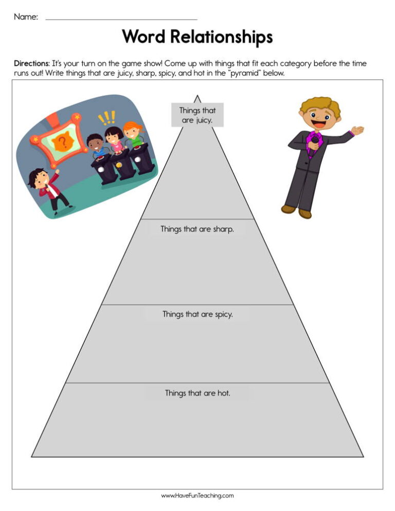 Word Relationships Worksheet - Have Fun Teaching