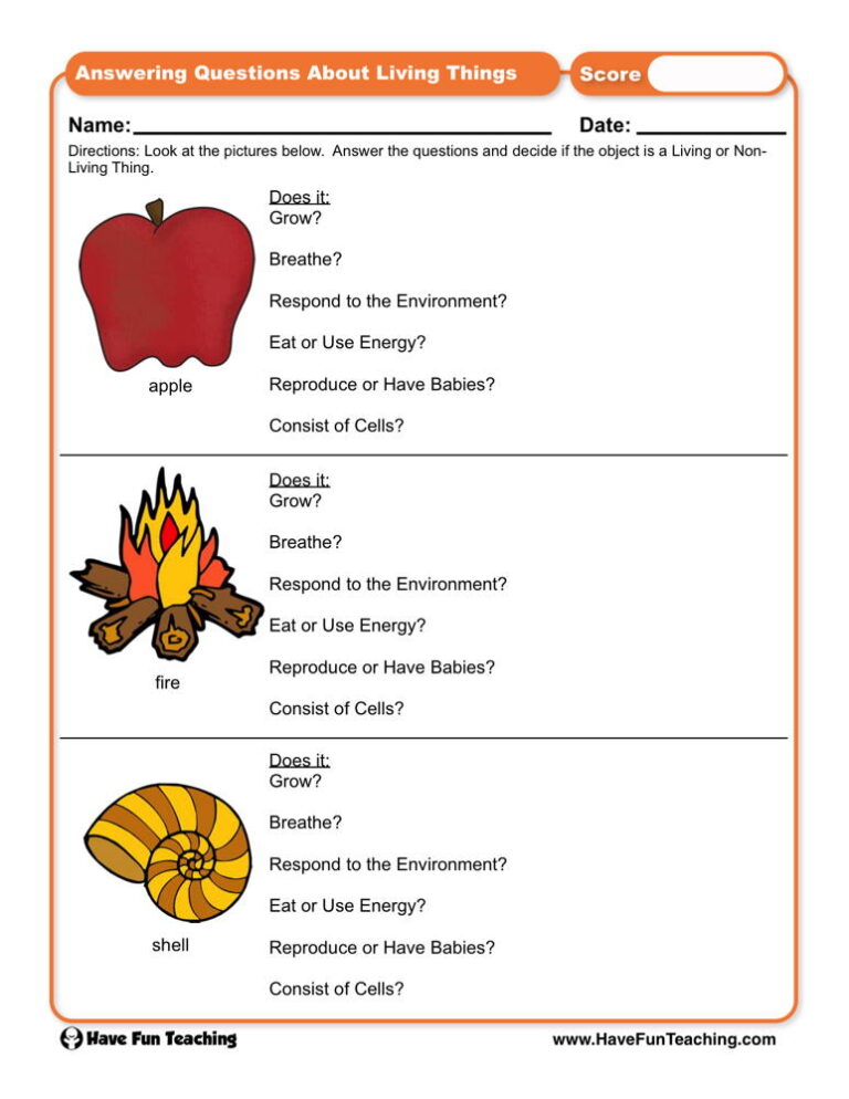 Living and Non-Living Things Worksheets - Have Fun Teaching