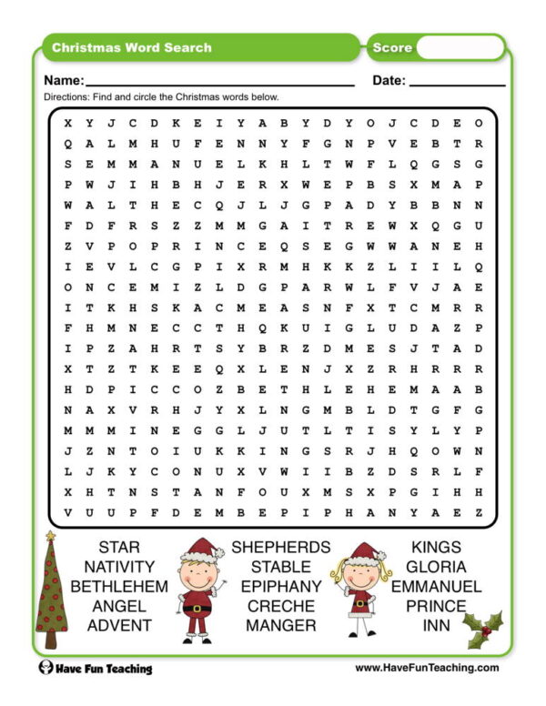 Christmas Words Word Search Worksheet - Have Fun Teaching
