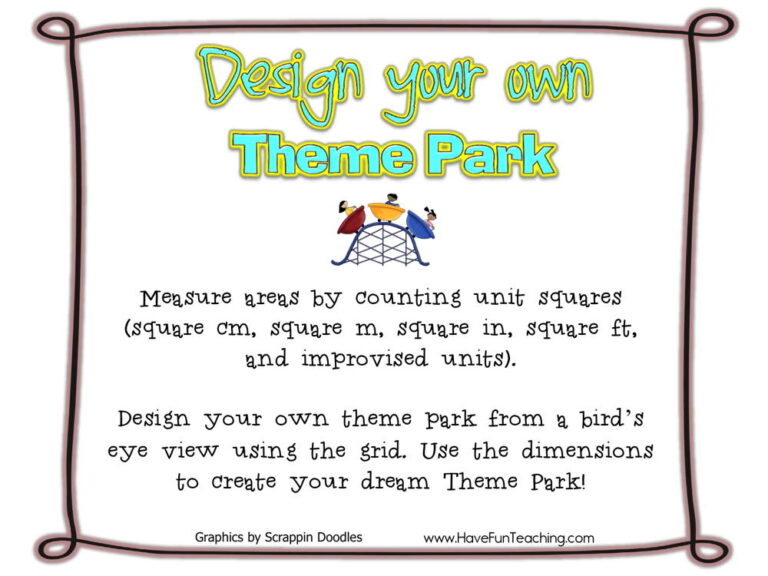 Design Your Own Theme Park Unit Square Activity - Have Fun Teaching