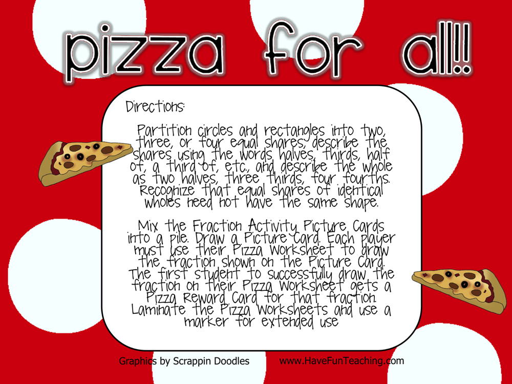 Pizza For All Equal Parts Fractions Activity - Have Fun Teaching