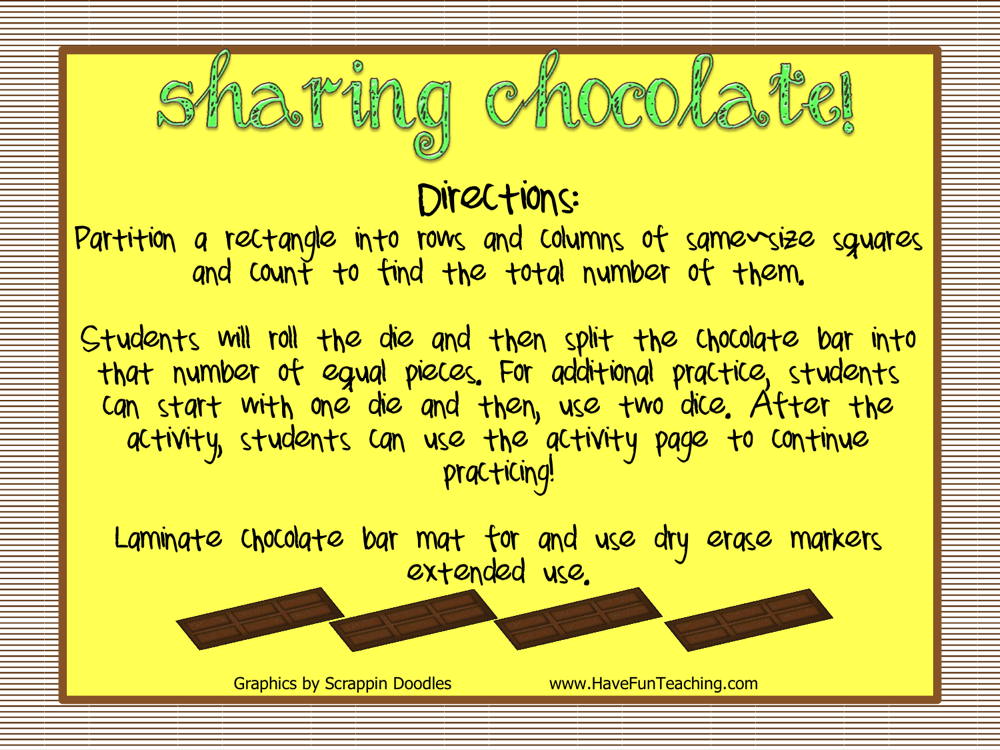 Sharing Chocolate Rows and Columns Activity - Have Fun Teaching