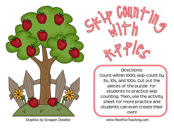 Skip Counting With Apples 5 10 100 Activity - Have Fun Teaching