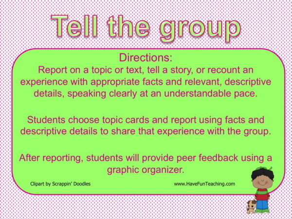 Tell the Group Speaking and Listening Activity - Have Fun Teaching