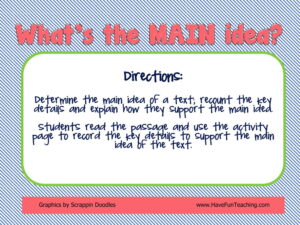 What's the Main Idea Activity - Have Fun Teaching