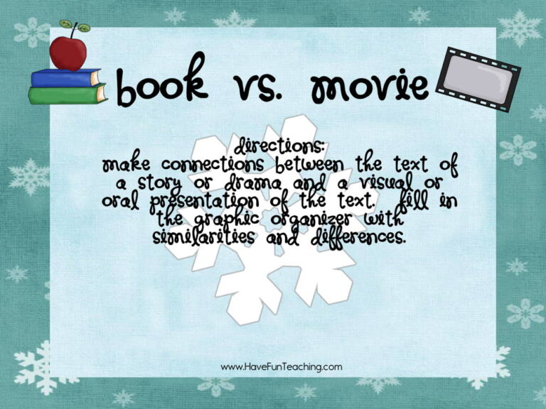 Book Vs Movie Compare and Contrast Activity - Have Fun Teaching