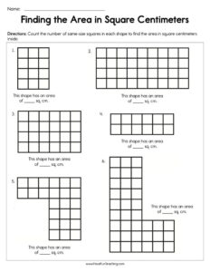 Finding the Area in Square Centimeters Worksheet - Have Fun Teaching