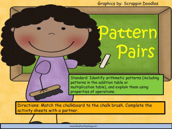 Pattern Pairs Arithmetic Patterns Activity Have Fun Teaching