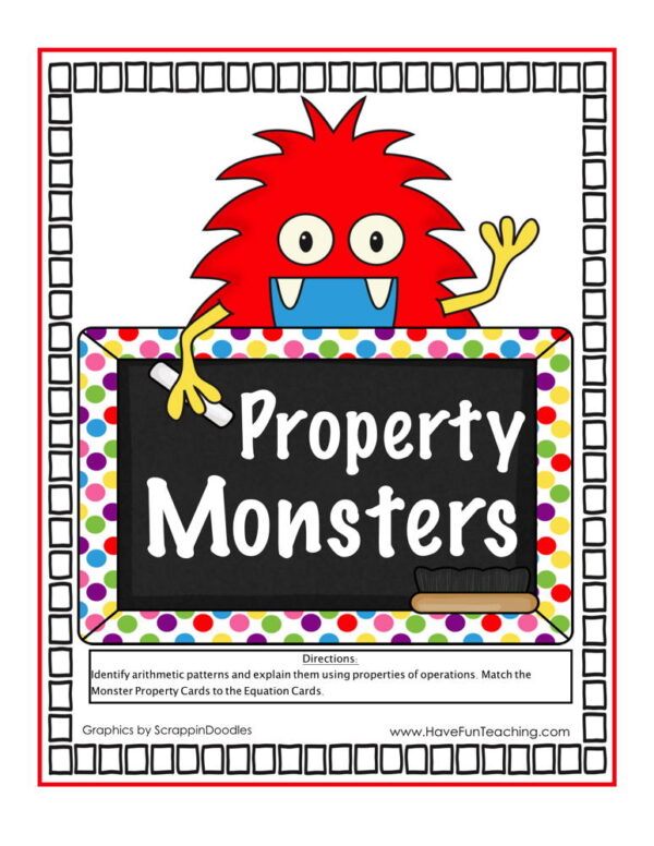 Property Monsters Math Properties Activity - Have Fun Teaching