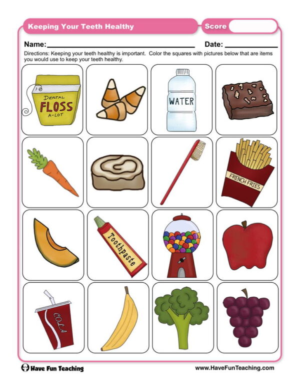 Keeping Your Teeth Healthy Worksheet - Have Fun Teaching