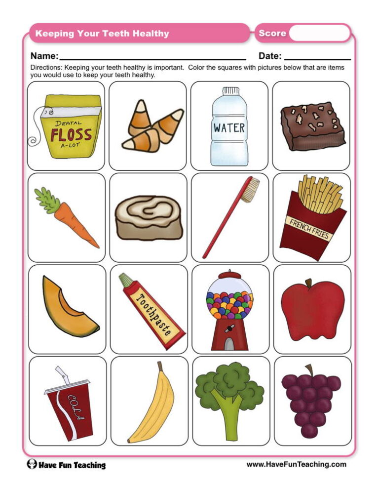 Keeping Your Teeth Healthy Worksheet - Have Fun Teaching