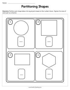 Partitioning Shapes Fractions Worksheet - Have Fun Teaching