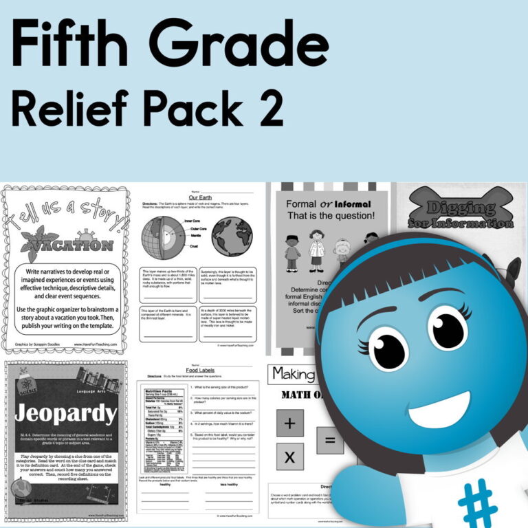 Fifth Grade Coronavirus Relief Pack 2 - Have Fun Teaching