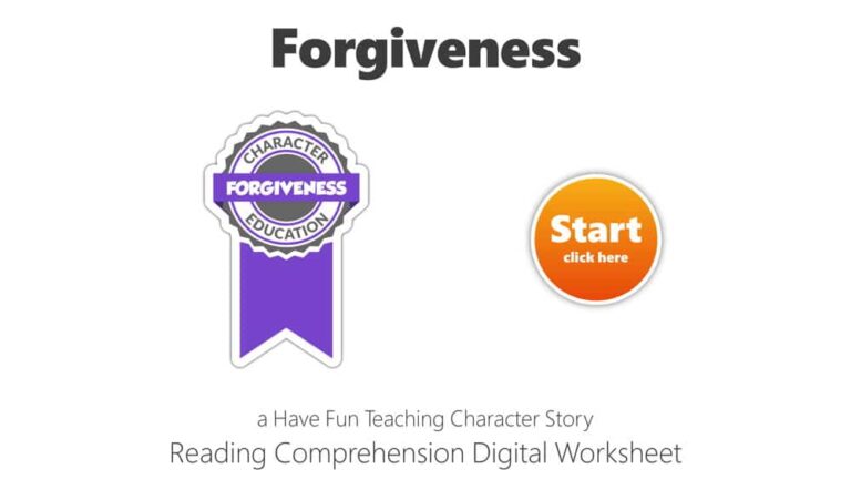 Forgiveness Reading Comprehension Digital Worksheet - Have Fun Teaching