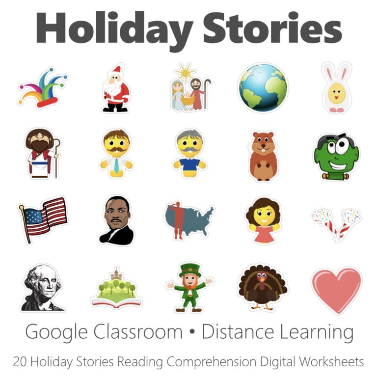 Holiday Stories Reading Comprehension Digital Worksheet Collection ...