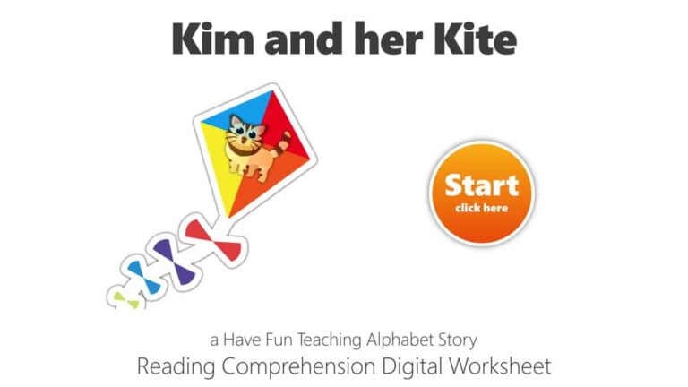 Letter K Kim and her Kite Reading Comprehension Digital Worksheet ...