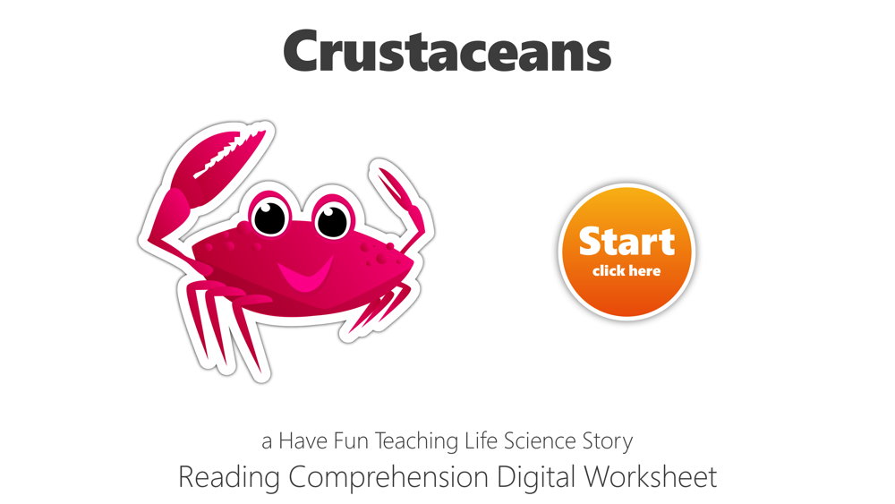Crustaceans Reading Comprehension Digital Worksheet - Have Fun Teaching