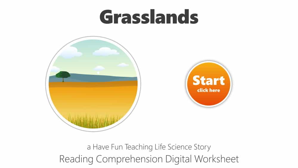 Grasslands Reading Comprehension Digital Worksheet - Have Fun Teaching