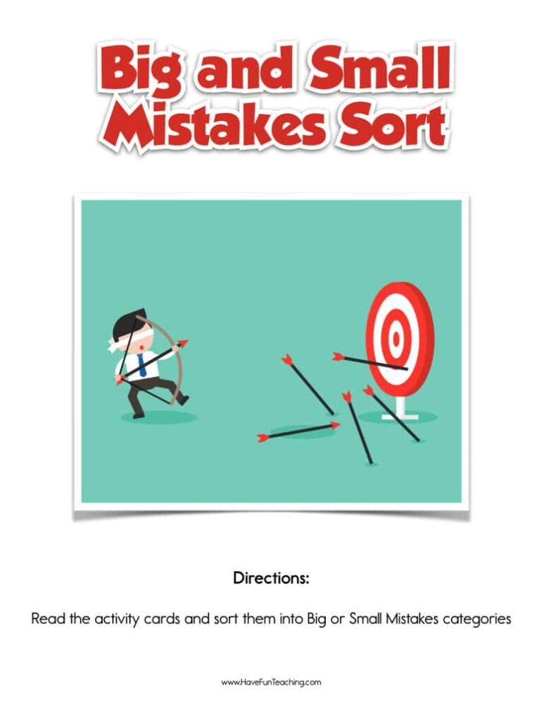 Big and Small Mistakes Sort Activity - Have Fun Teaching