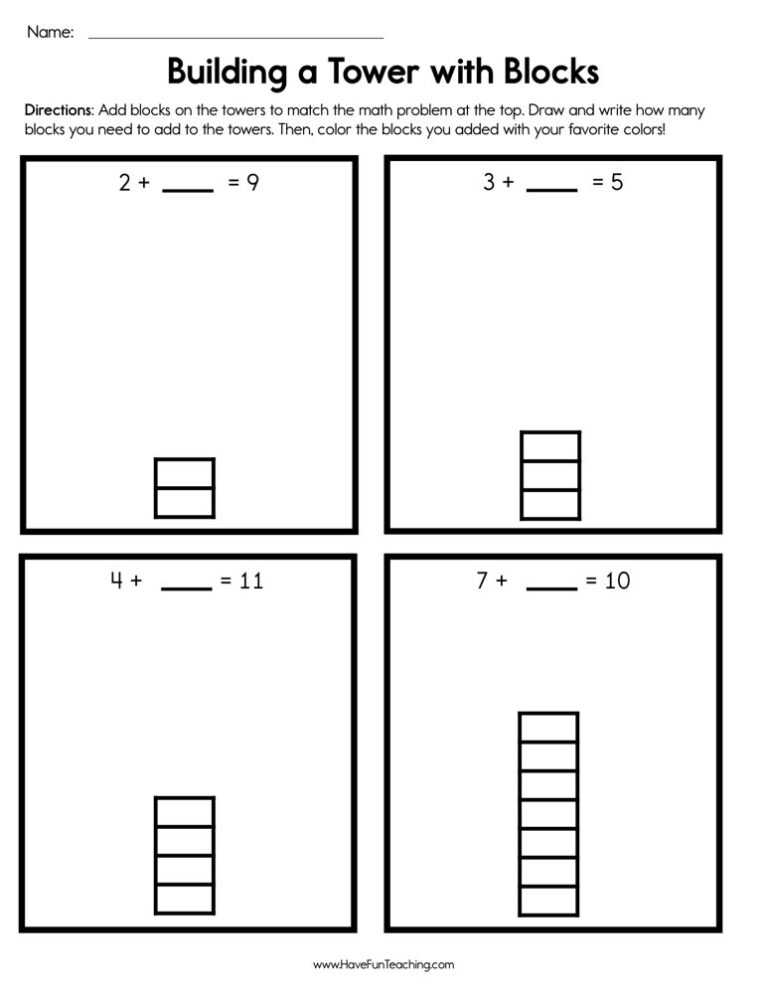 Building a Tower with Blocks Worksheet - Have Fun Teaching