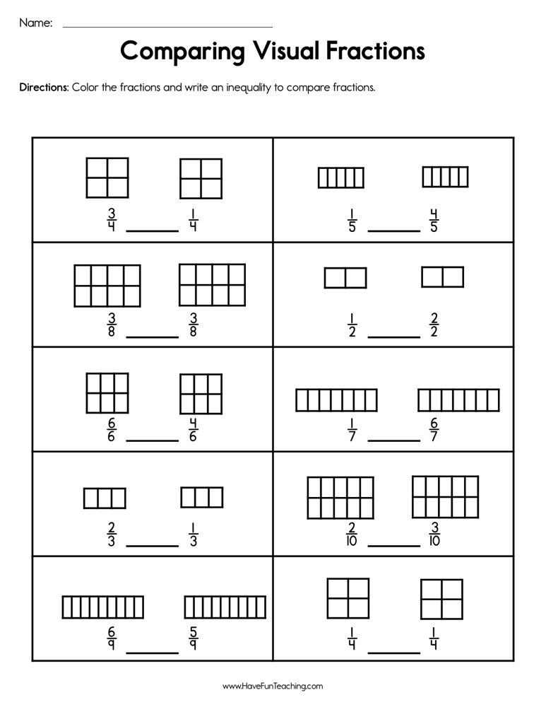 Comparing Fractions Worksheet Ubicaciondepersonas cdmx gob mx