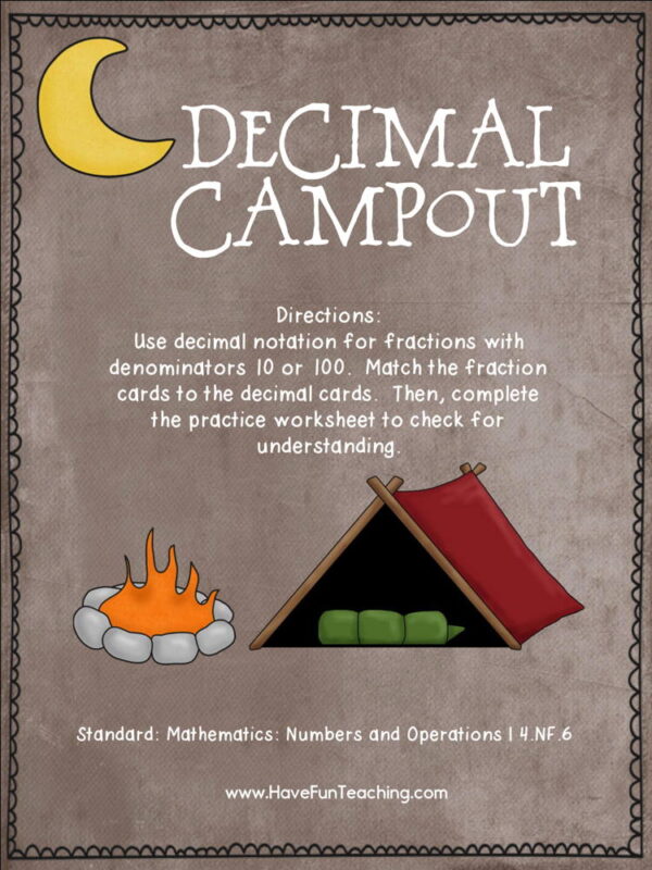 Decimal Campout Activity - Have Fun Teaching