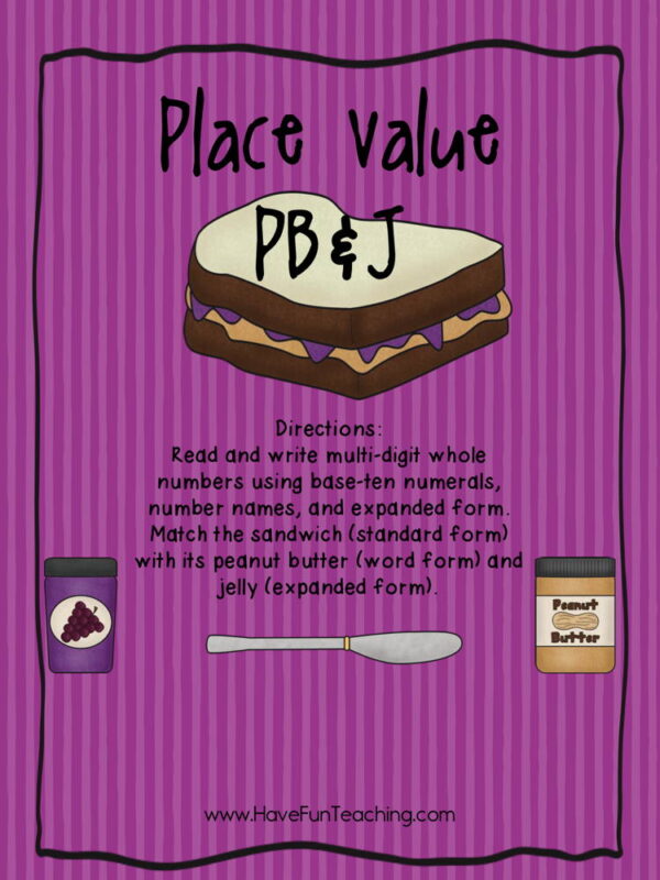PBJ Place Value Activity - Have Fun Teaching