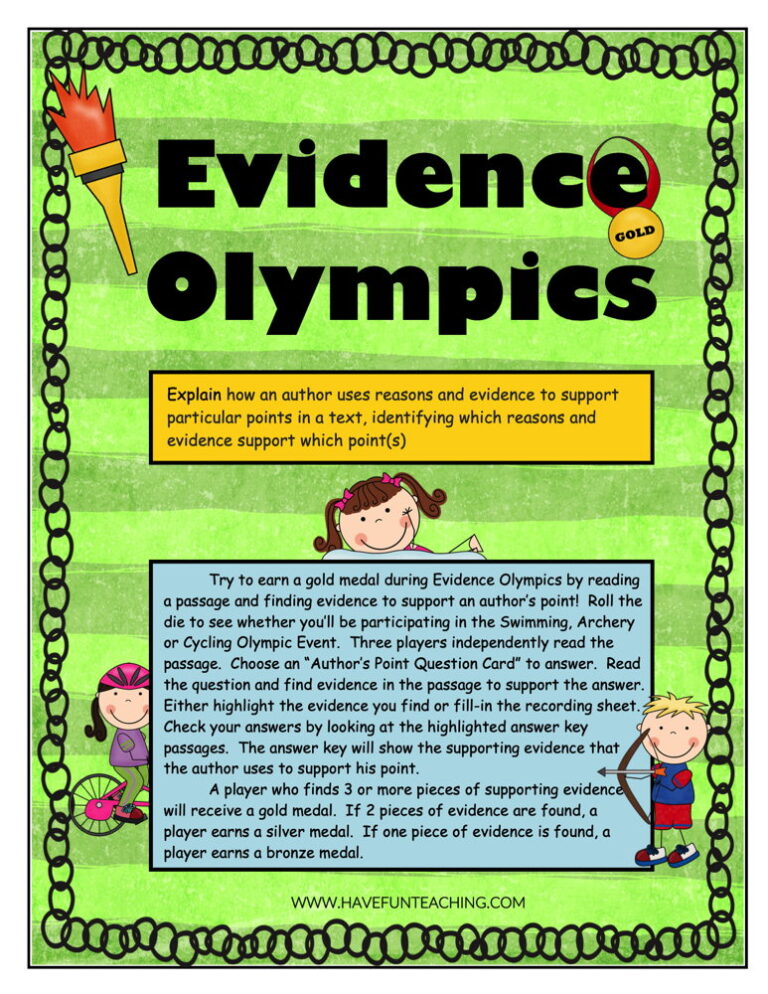 Evidence Olympics Authors Purpose Activity - Have Fun Teaching