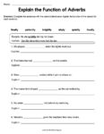 Explain the Function of Adverbs Worksheet - Have Fun Teaching