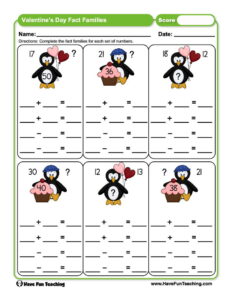Valentine's Day Fact Families Worksheet - Have Fun Teaching